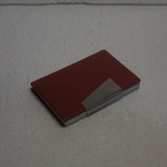 Accessories | Red Vinyl Covered Metal Card Holder | Poshmark